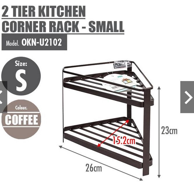 2 Tier Kitchen Corner Rack - Small, Furniture & Home Living, Bathroom ...
