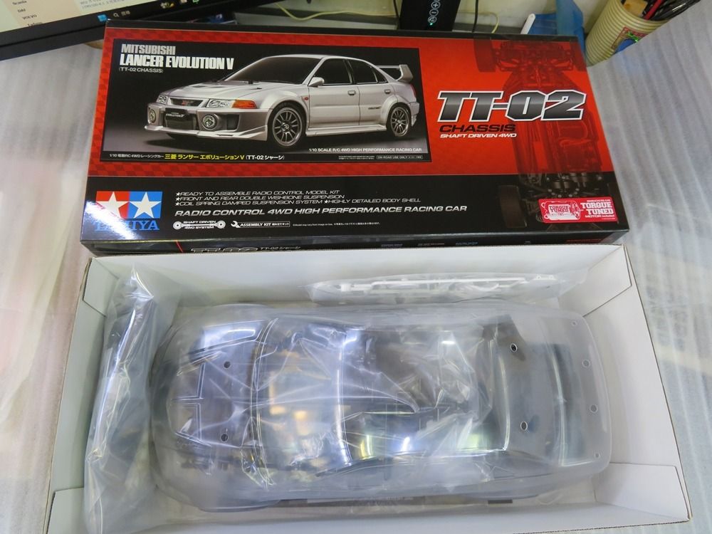 全新 TAMIYA 1/10 #58713-60A TT-02 MITSUBISHI LANCER EVO V, 興趣及遊戲, 玩具 & 遊戲 ...