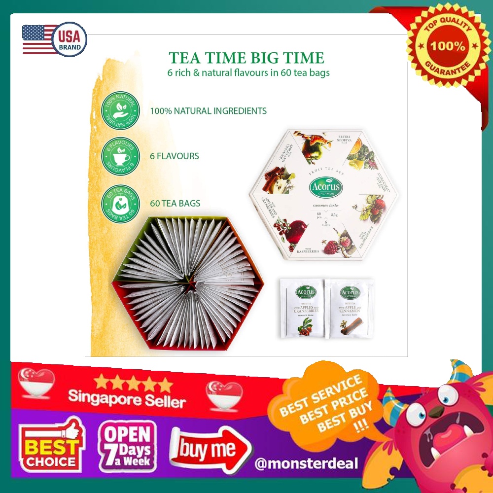 ACORUS Summer Taste Fruit Tea Set - Natural Assorted Tea Hamper Box ...