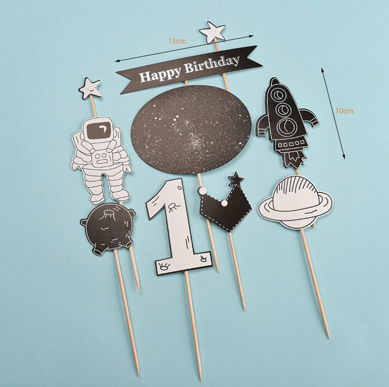 Astronaut cake topper galaxy planet cupcake birthday decoration for ...