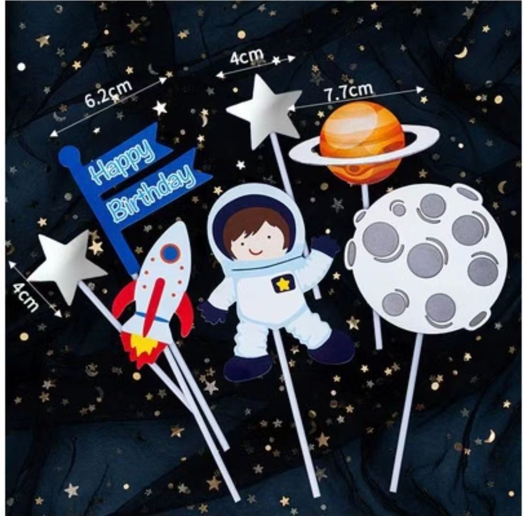 Astronaut cake topper galaxy planet cupcake birthday decoration for ...