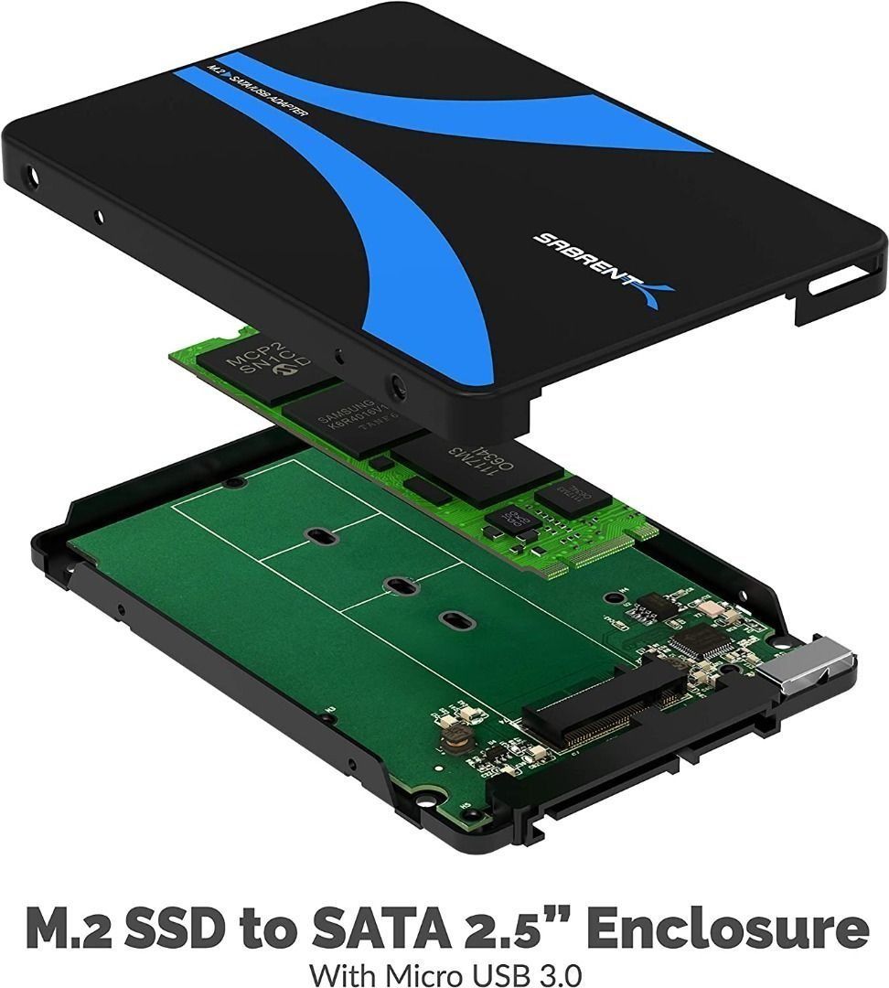[B1482] Sabrent M.2 SSD [NGFF] to USB 3.0 / SATA III 2.5-Inch Aluminum ...
