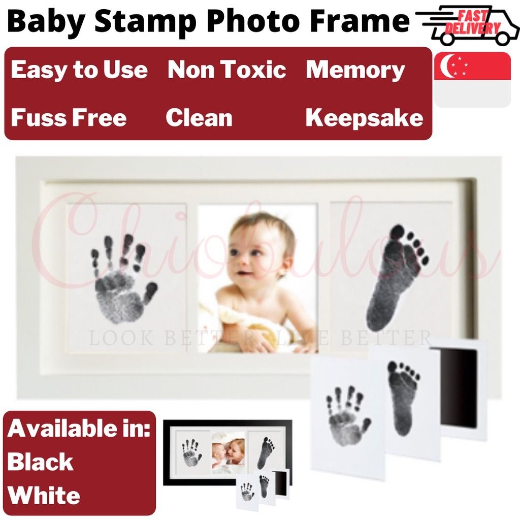 Baby Handprint Footprint Photo Frame No Ink Pad Inkless Infant Print ...