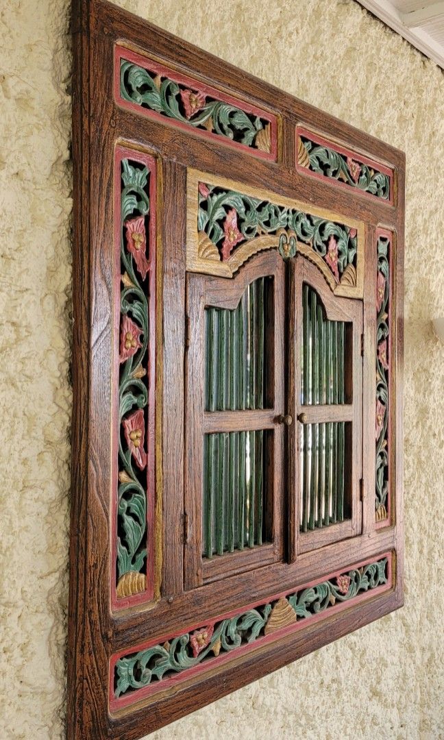 Balinese Djati Wood Carved Frame with Mirror, Furniture & Home Living ...