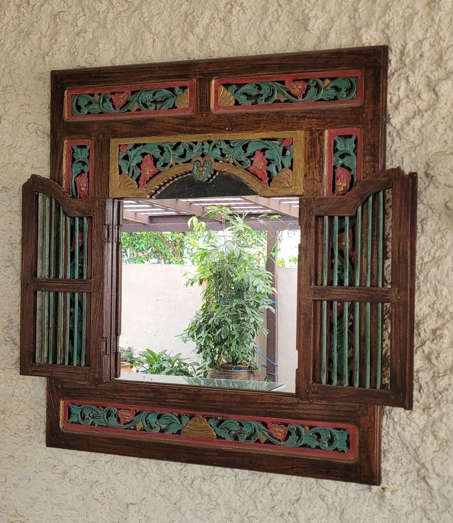 Balinese Djati Wood Carved Frame with Mirror, Furniture & Home Living ...