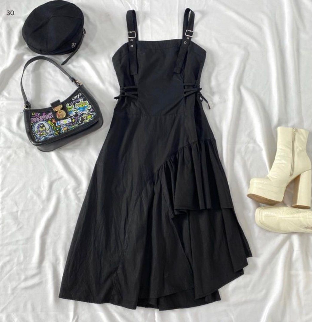 Black Goth Grunge Acubi Dress, Women's Fashion, Dresses & Sets, Dresses ...