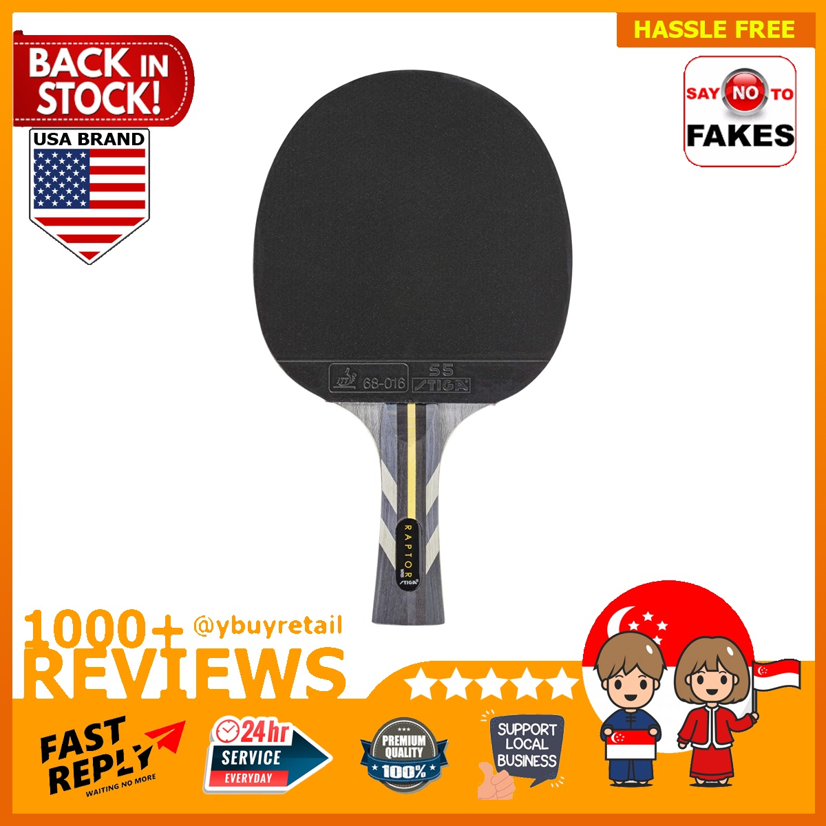 [BML] STIGA Raptor Table Tennis Racket Black, Sports Equipment, Sports ...