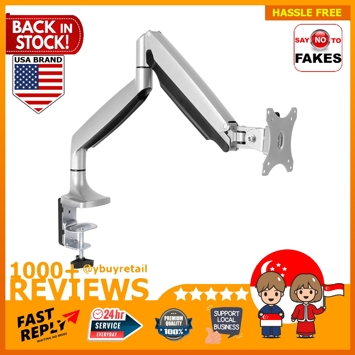 [BML] (up to 34 inch) AVLT Heavy duty Single Monitor Arm Desk Mount ...