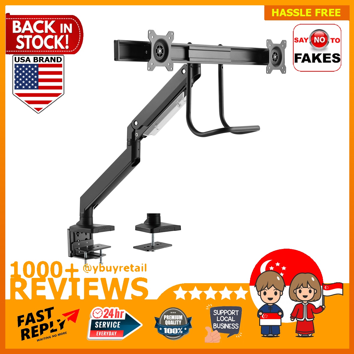 [BML] VIVO USA Premium Aluminum Heavy Duty Arm, Dual Monitor Desk Mount ...