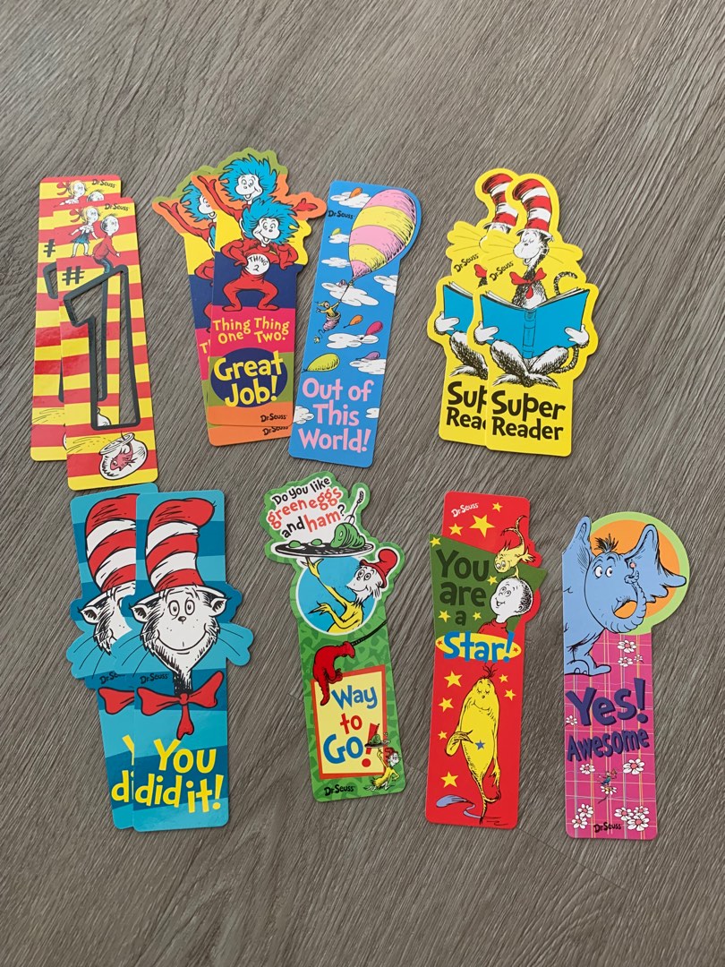 Brand new Dr Seuss bookmarks and erasers, Hobbies & Toys, Stationery ...