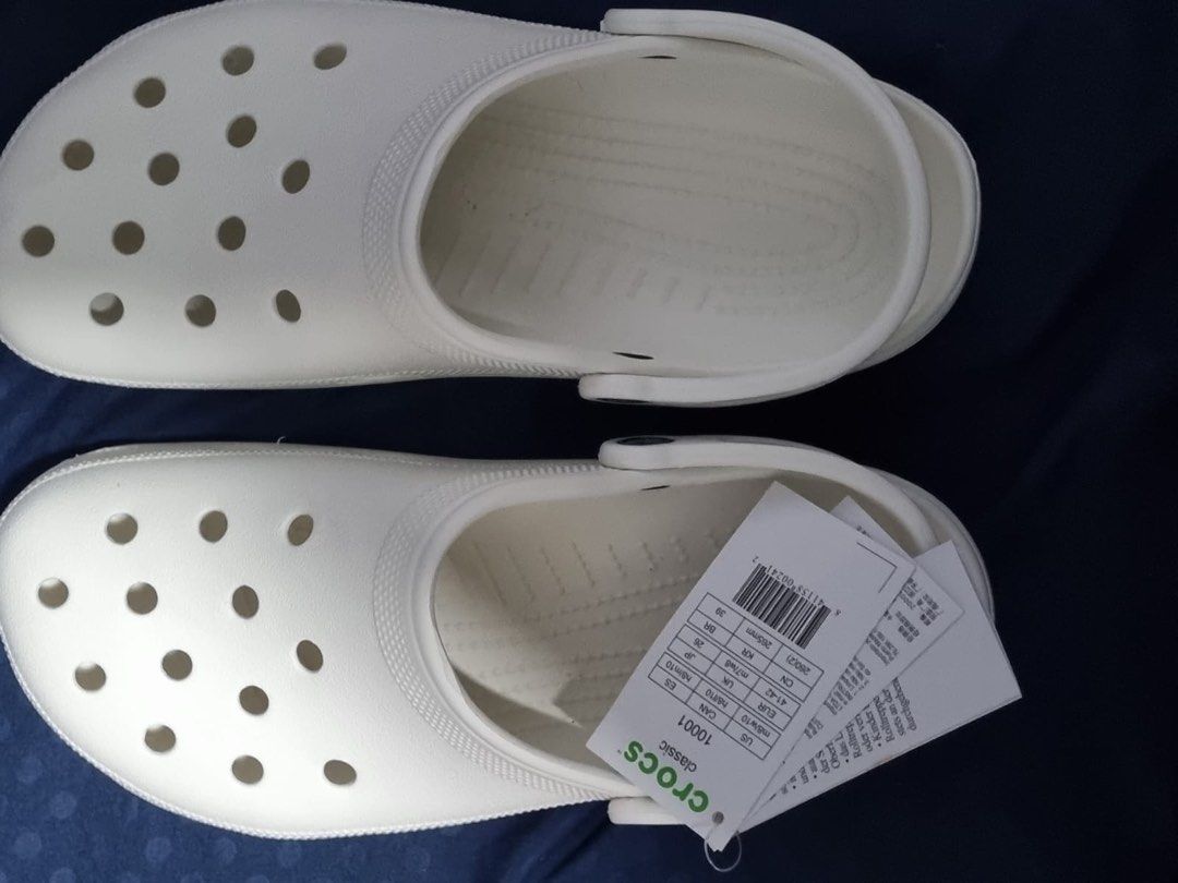 Brand new white crocs, Men's Fashion, Footwear, Flipflops and Slides on ...