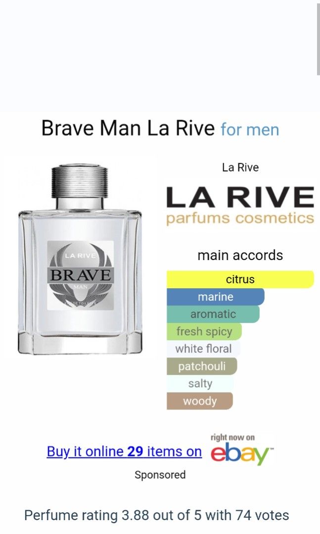 Brave Man For Men 100ml by LA RIVE PARFUMS COSMETICS Original Tester ...