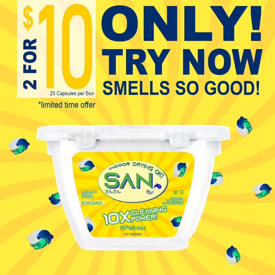 [BUY 2 FOR $10!] SAN 3 In 1 Laundry Detergent Capsules 25 Pods x 2 ...
