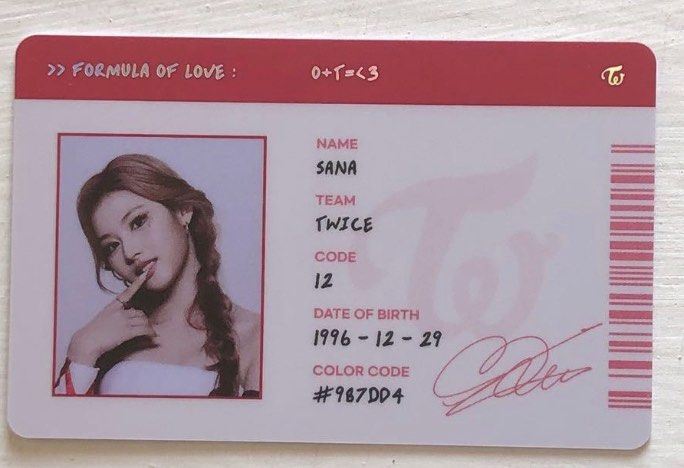 Buying official sana id card. red, Hobbies & Toys, Memorabilia ...