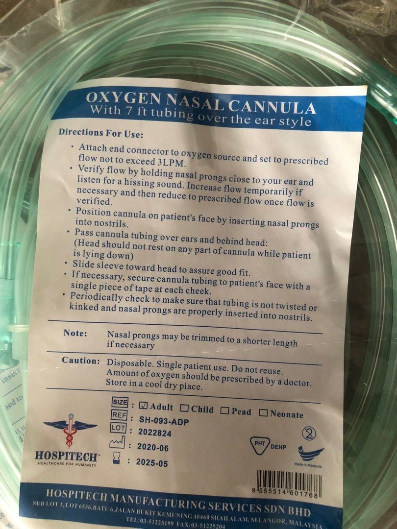 Cannula hose / oxygen tubing, Health & Nutrition, Medical Supplies ...