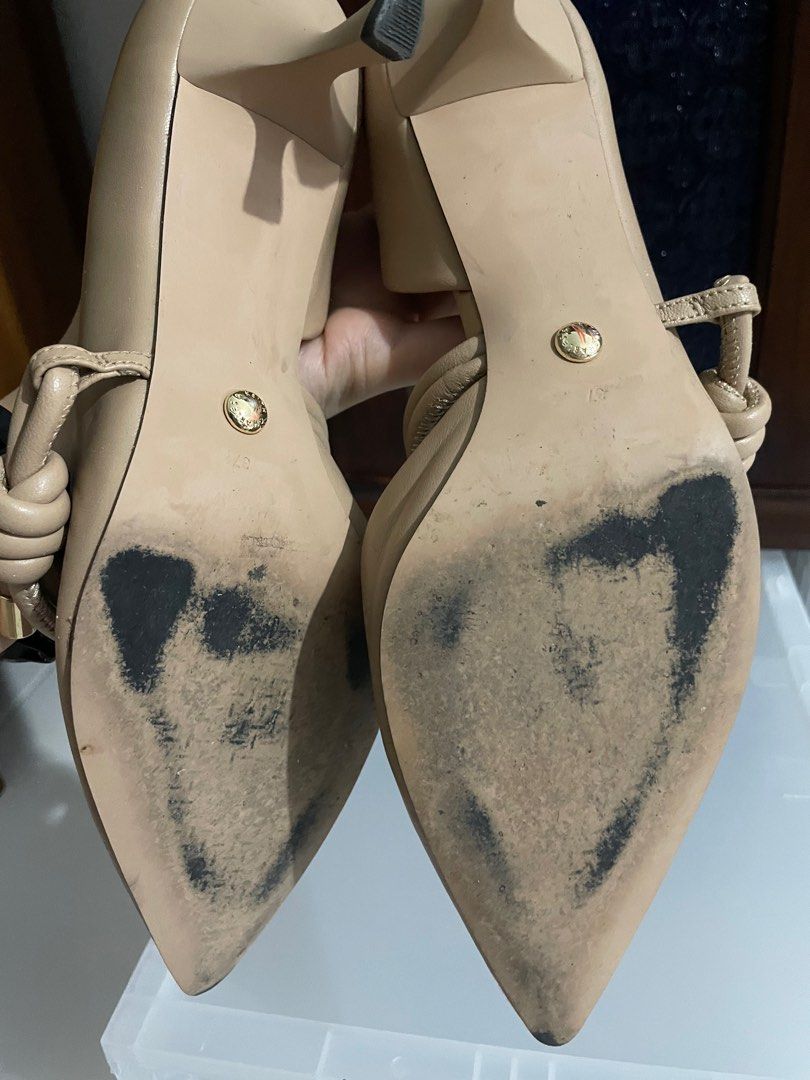 Charles&Keith Dorsay nude covered Heels, Women's Fashion, Footwear ...