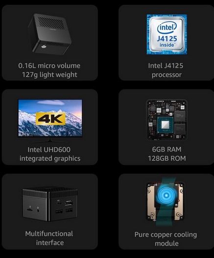 Chuwi LarkBox Pro 4K Mini Computer - J4125 Quad Core 6GB RAM + Logitech ...