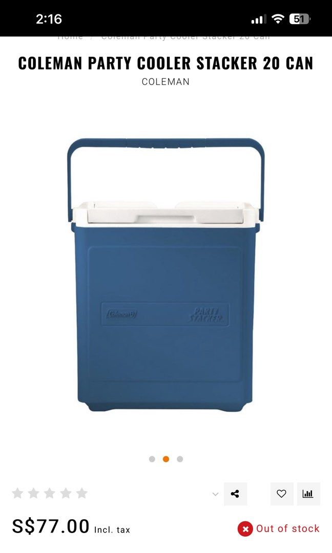 COLEMAN PARTY COOLER STACKER, Furniture & Home Living, Kitchenware ...