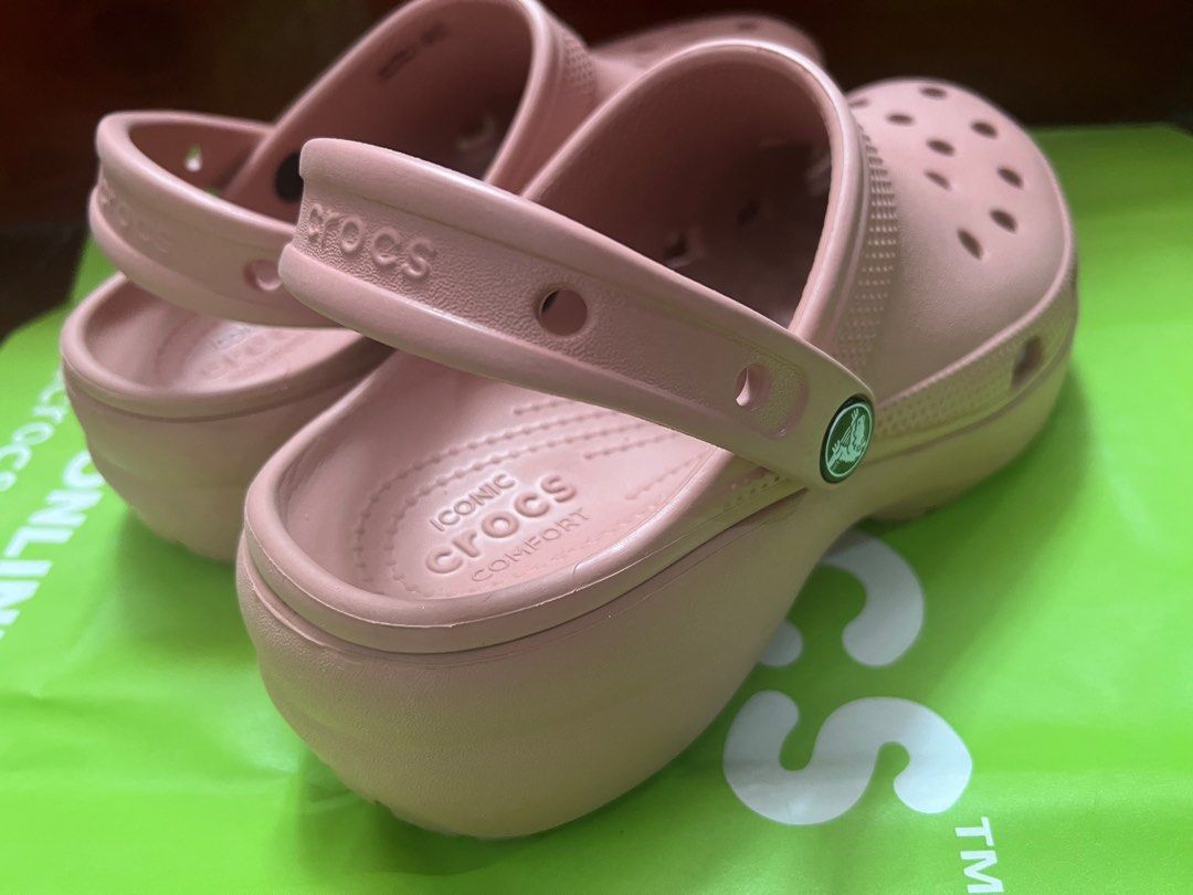 Original Crocs Platform Pale Blush, Women's Fashion, Footwear, Wedges ...