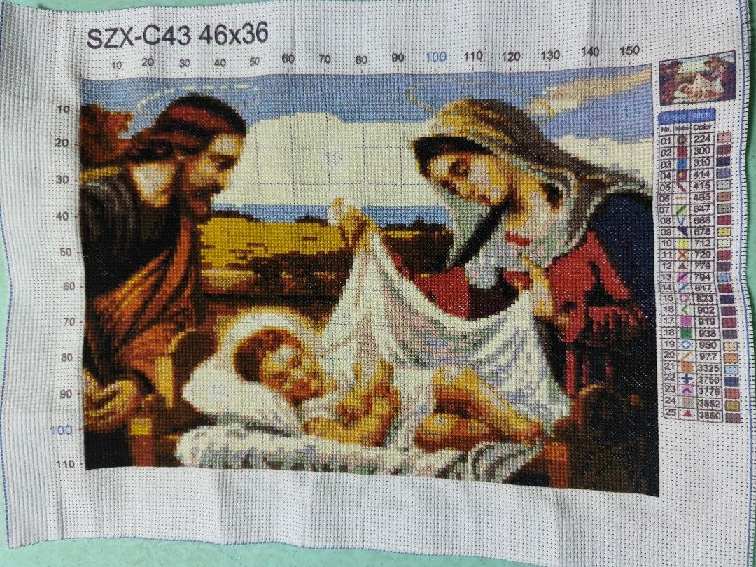 Cross stitch Holy family, Hobbies & Toys, Stationary & Craft, Handmade ...