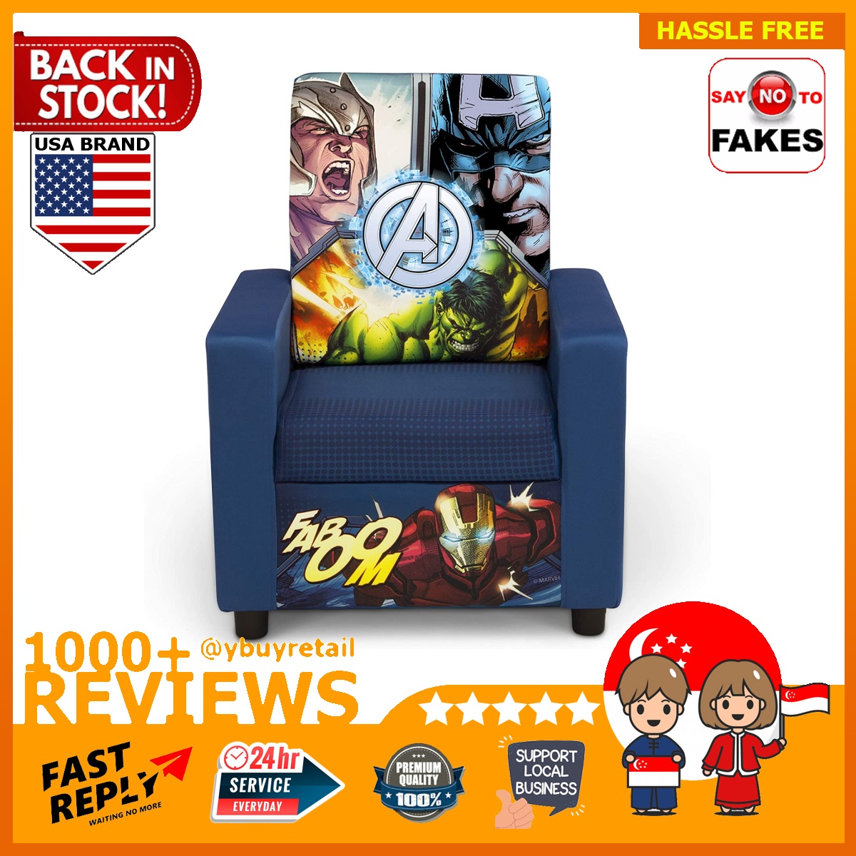 Delta Children Marvel Avengers High Back Upholstered Chair, Babies ...