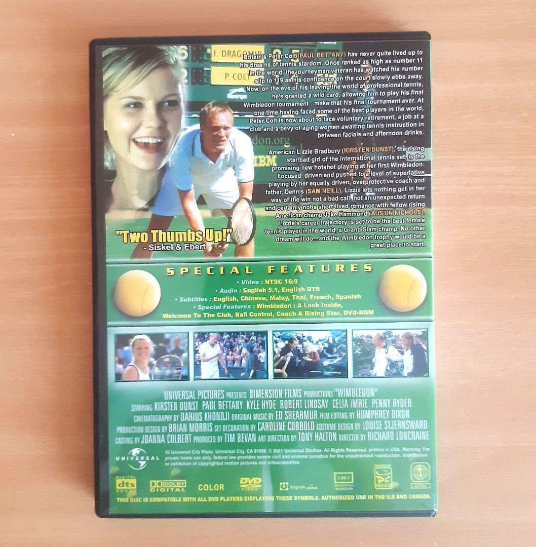 (DVD) Wimbledon Kirsten Dunst Movie, Hobbies & Toys, Music & Media, CDs ...