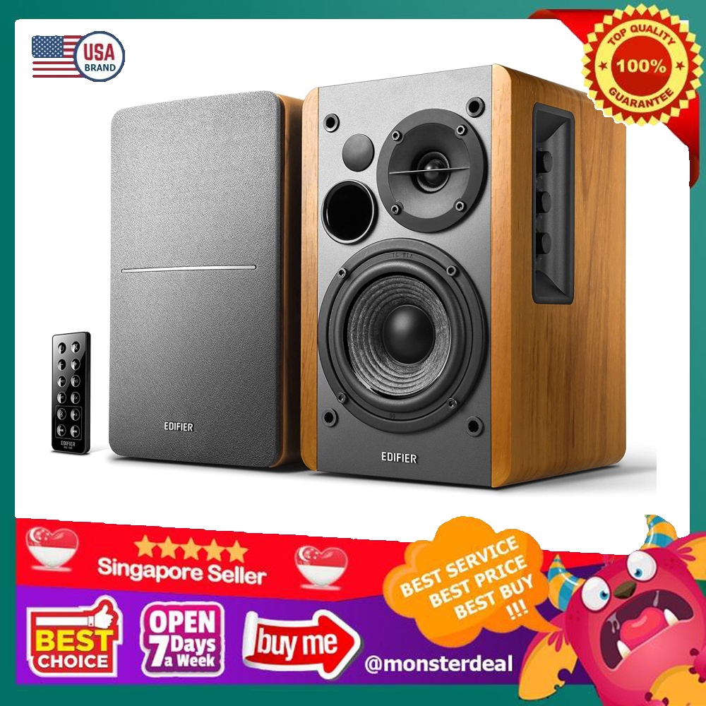 Edifier R1280DB 4-inch Powered Bluetooth Bookshelf Speakers, Optical Input, Wireless Studio ...