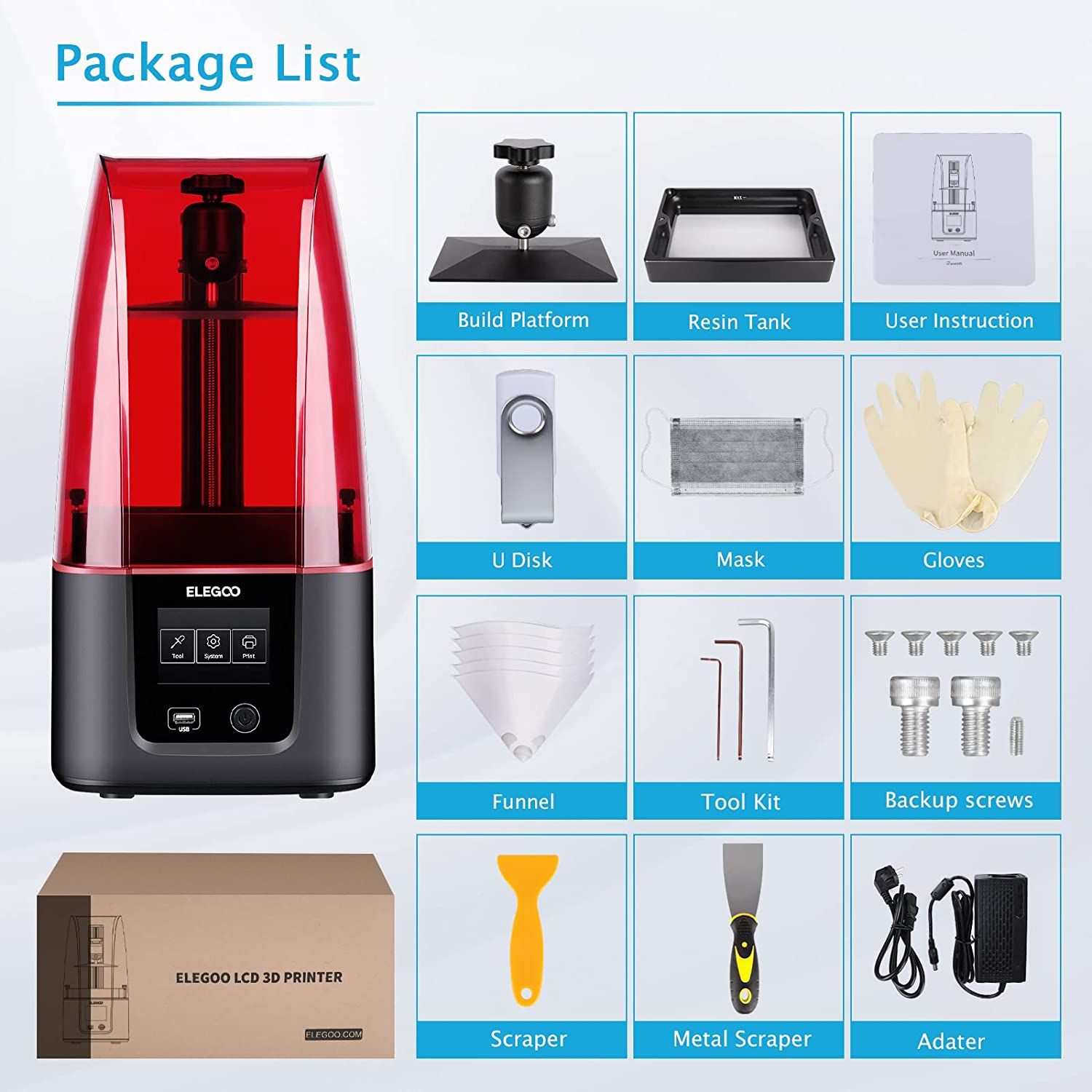 ELEGOO Mars 3 MSLA 3D Printer Machine UV Photocuring LCD Resin 3D ...