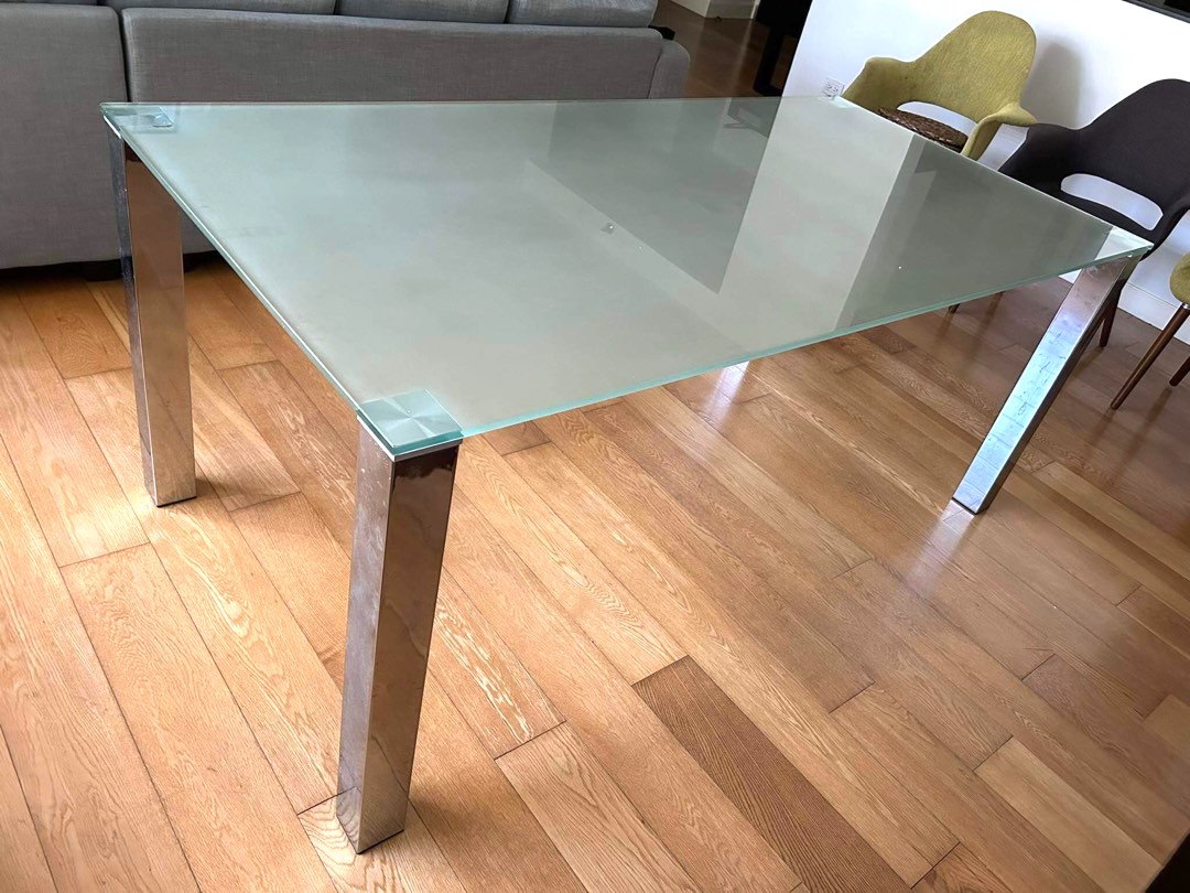 Frosted Glass Top Dining Table on Carousell
