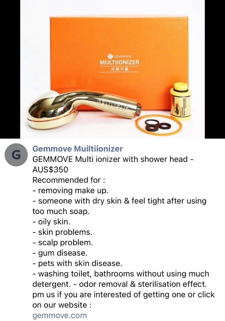 Gemmove Multiionizer shower head, Furniture & Home Living, Bathroom ...
