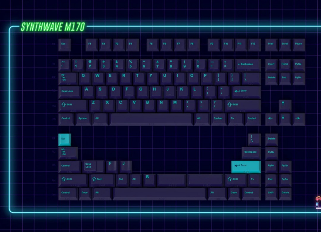 GMK Laser - Synthwave M170 Basekit Keycap Set, Computers & Tech, Parts ...