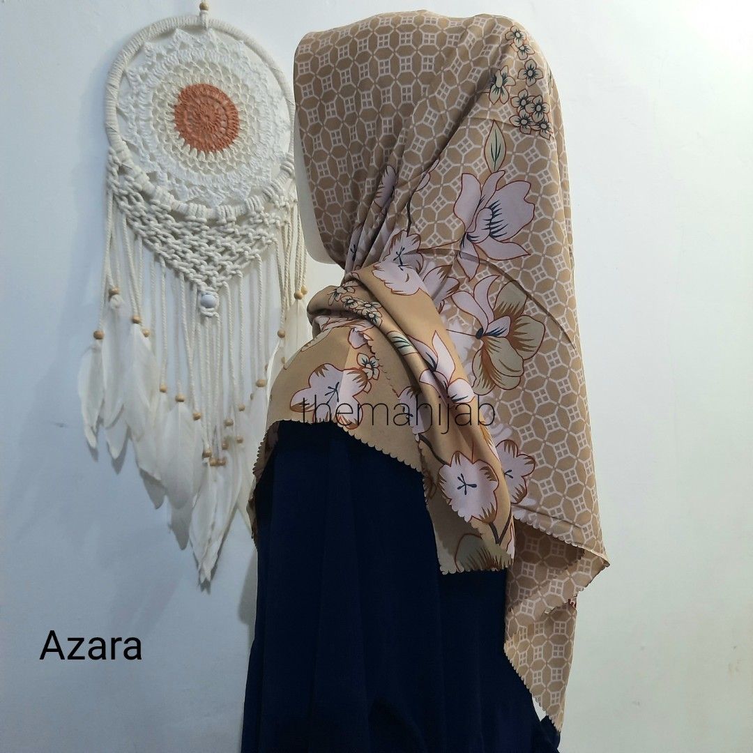 Hijab Kerudung segiempat Azara, Fesyen Wanita, Muslim Fashion, Syal di Carousell