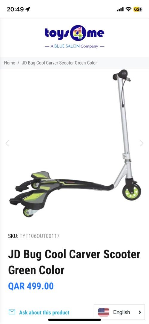 JD Bug Cool Carver Scooter Green Color, Sports Equipment, Sports ...