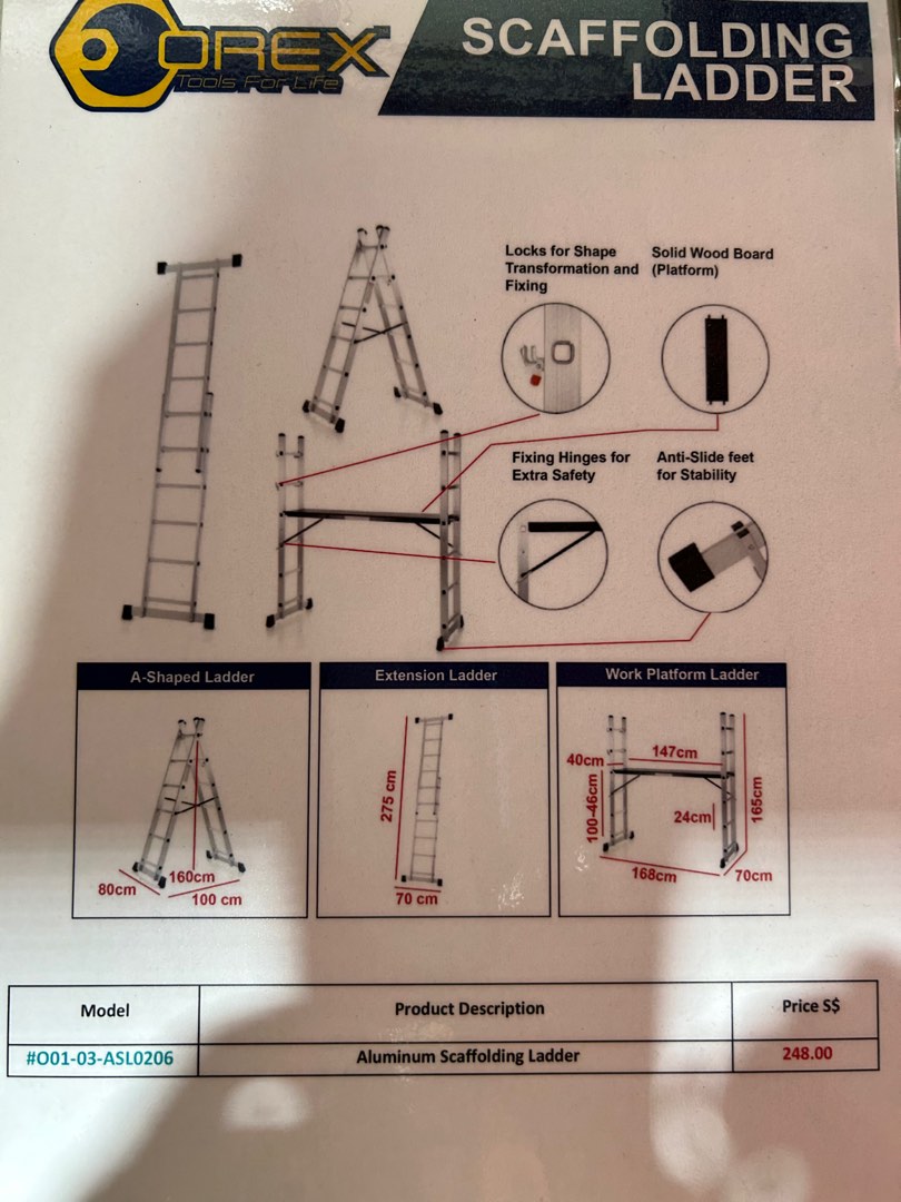 Ready Stock - Orex Scaffolding Ladder, Furniture & Home Living, Home ...