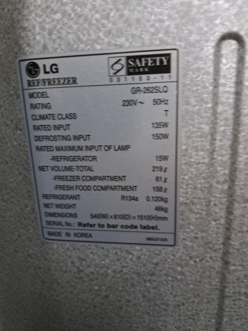 Lg Refrigerator Fridge 219L net warranty 2months, TV & Home Appliances ...