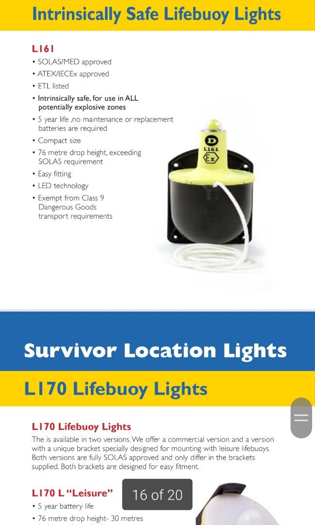 Lifebuoy buoy bouy life lifebouy LIGHT LIGHTS Intrinsically Safe ...