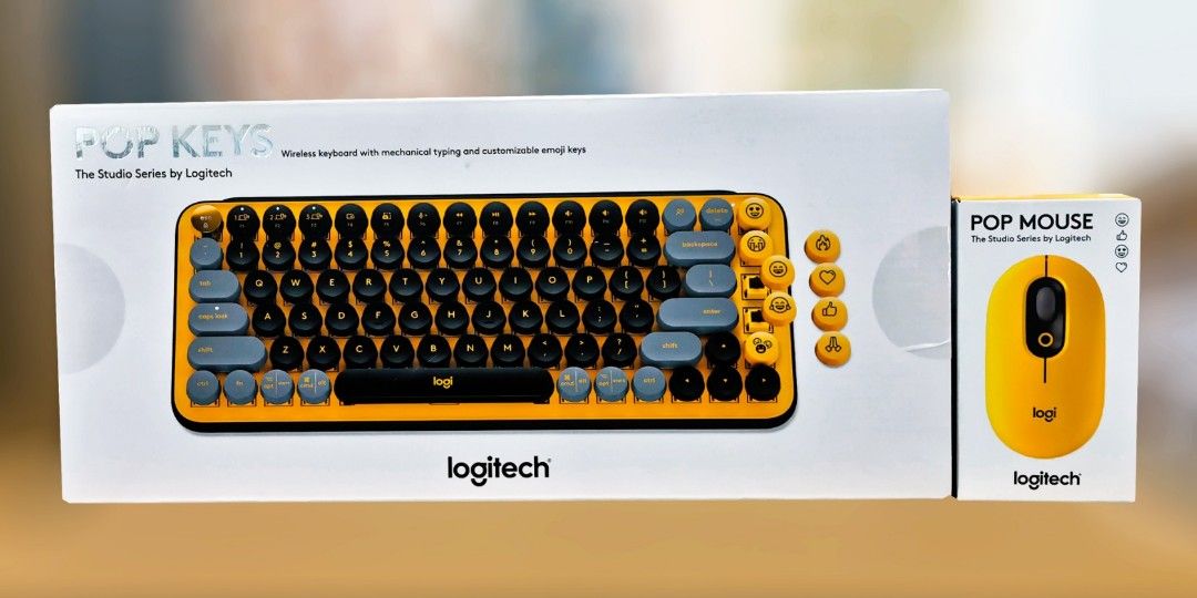 Logitech Pop Keys Wireless Mechanical Keyboard With Customizable Emoji Keys Blast Yellow And