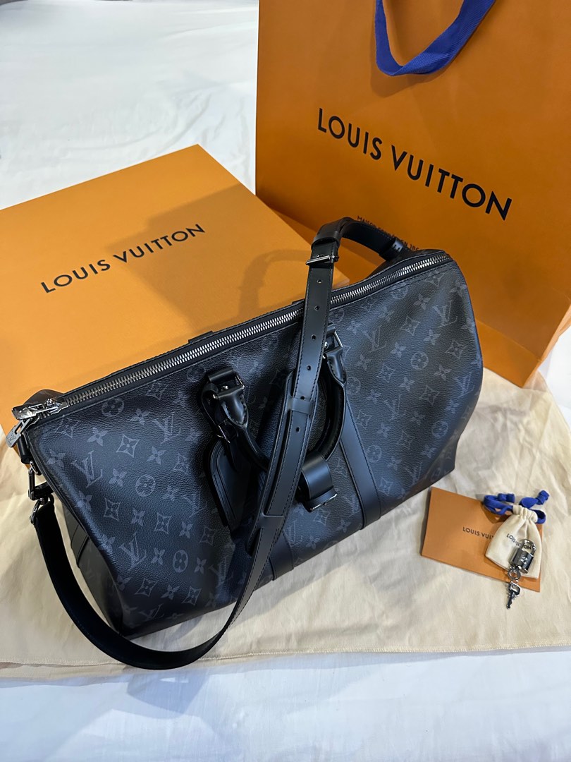 Louis Vuitton Keepall Bandoulière 45 Monogram Eclipse, Luxury, Bags & Wallets on Carousell