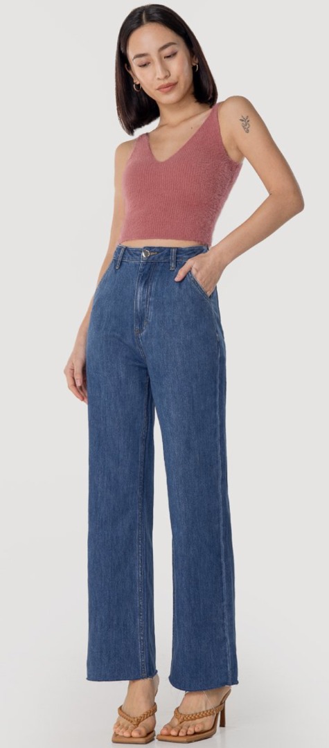 LOVET: Slay Straight Cut Denim Jeans in Dark Washed (XS), Women's ...