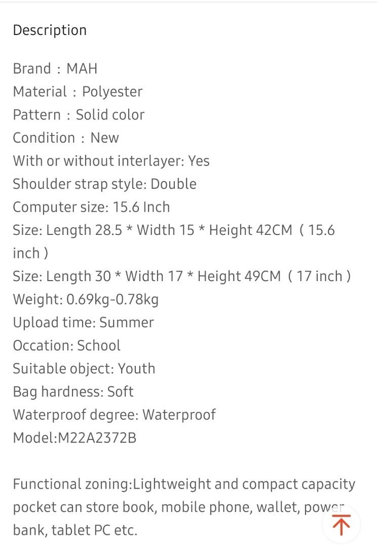 MAH Young Tour waterproof backpack (15.6 inch Black Blue), Women's Fashion, Bags & Wallets ...