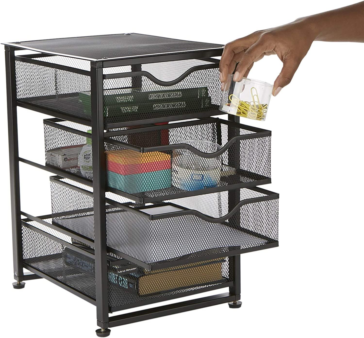 Mind Reader 4-Tiered Drawers Cabinet, Metal Office Storage, File ...