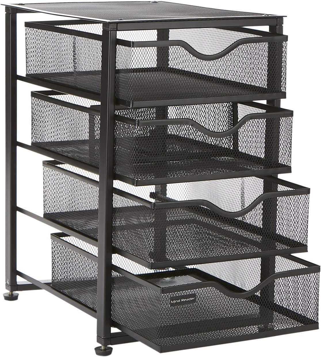 Mind Reader 4-Tiered Drawers Cabinet, Metal Office Storage, File ...