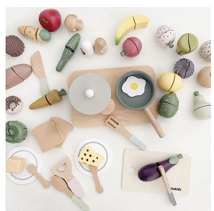 Mini Kitchen Little Chef Food Fruits Cutting Cooking Pot Children ...