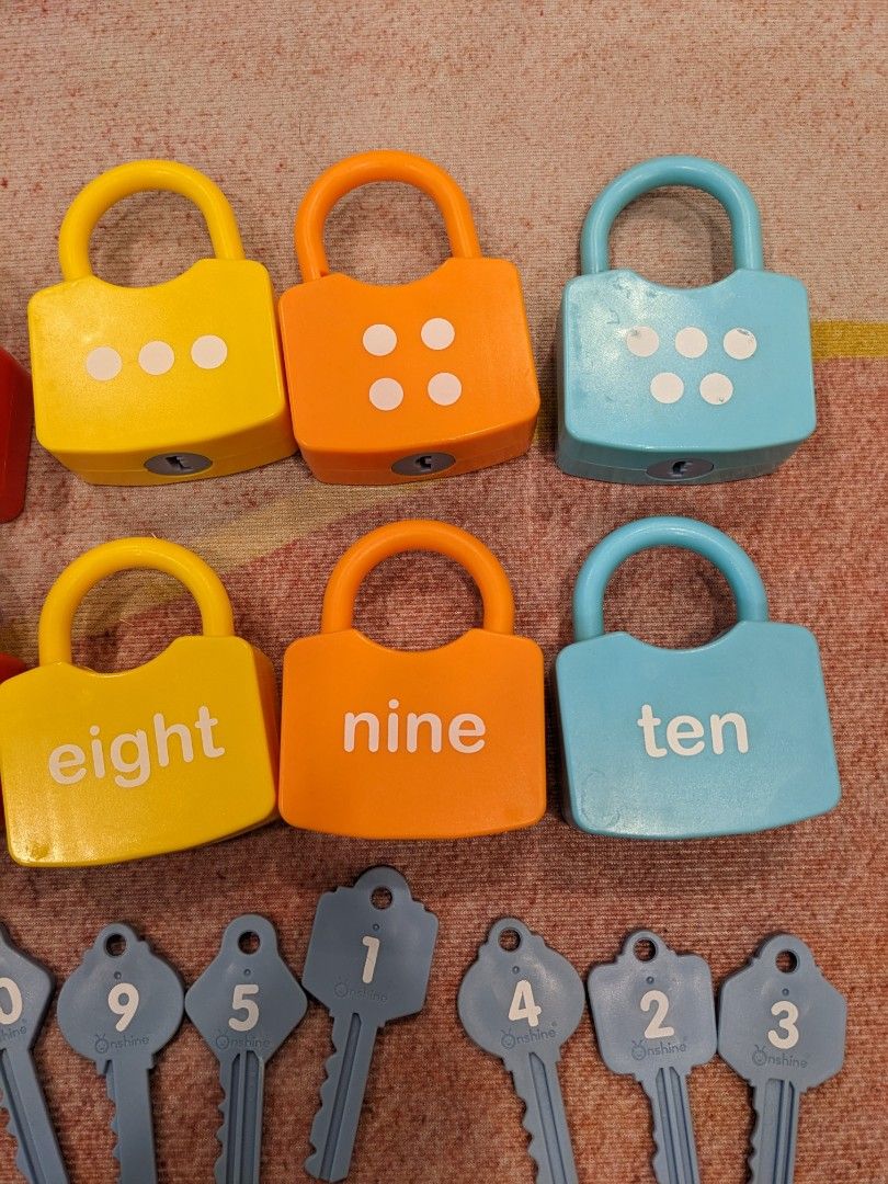 Montessori Number Match Lock & Key Toy, Babies & Kids, Infant Playtime ...