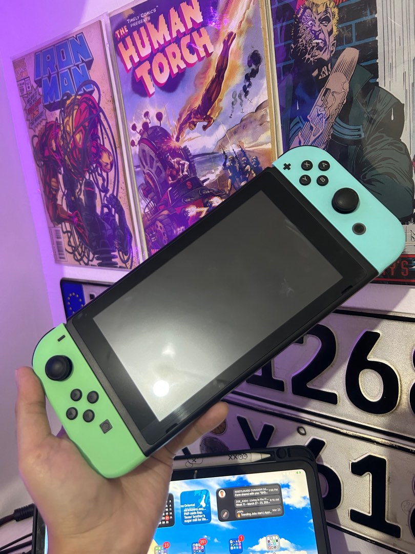 Nintendo Switch V2 (Animal Crossing Edition), Video Gaming, Video Game ...