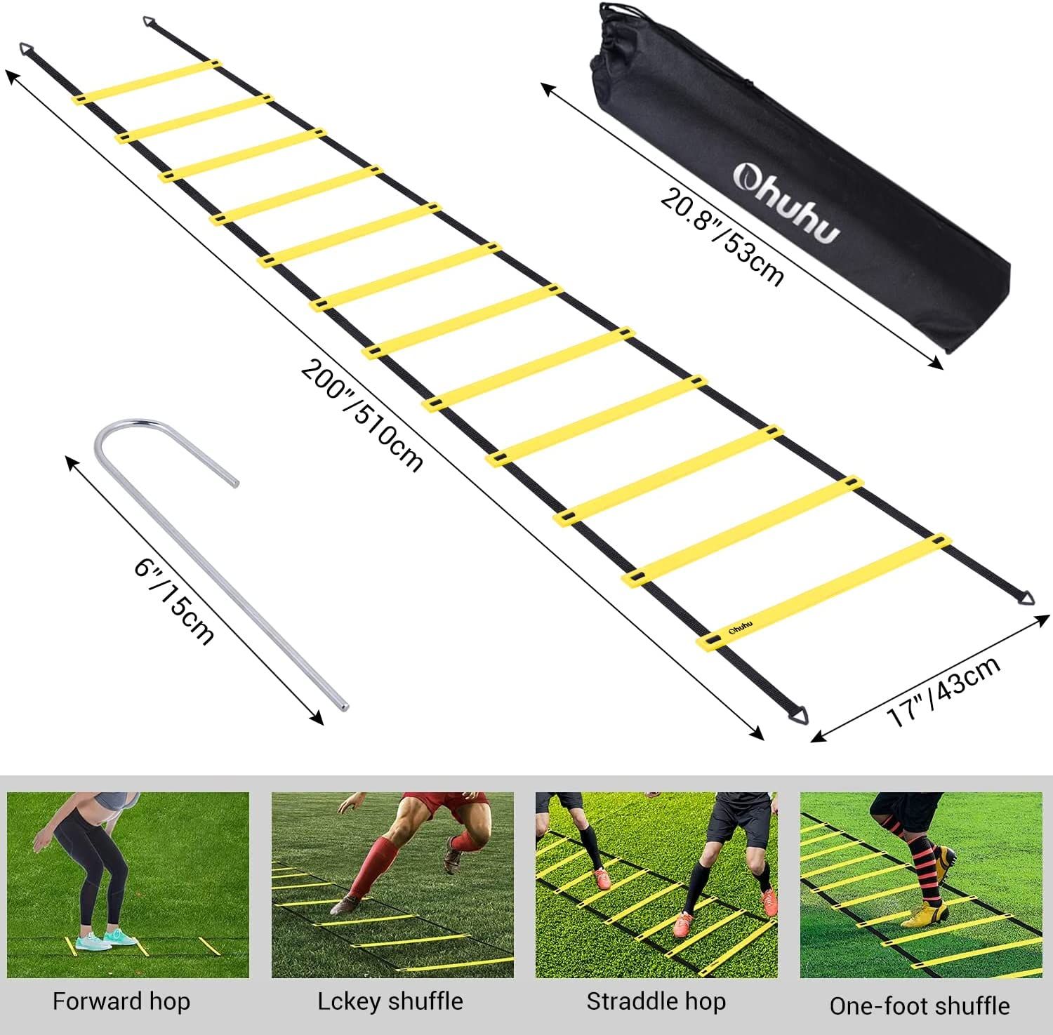 Ohuhu Agility Ladder, Speed Training Exercise Ladders for Soccer Football Boxing Footwork Sports ...
