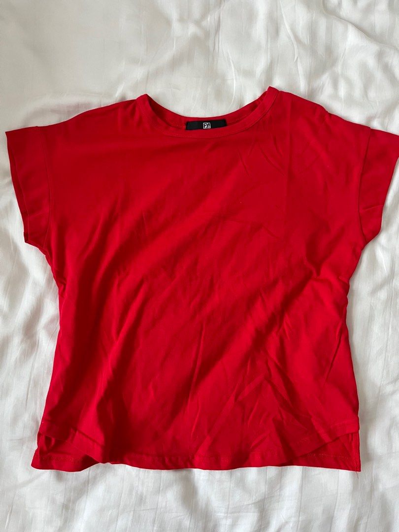 Oversized Loose Style Red Top, Women's Fashion, Tops, Shirts on Carousell