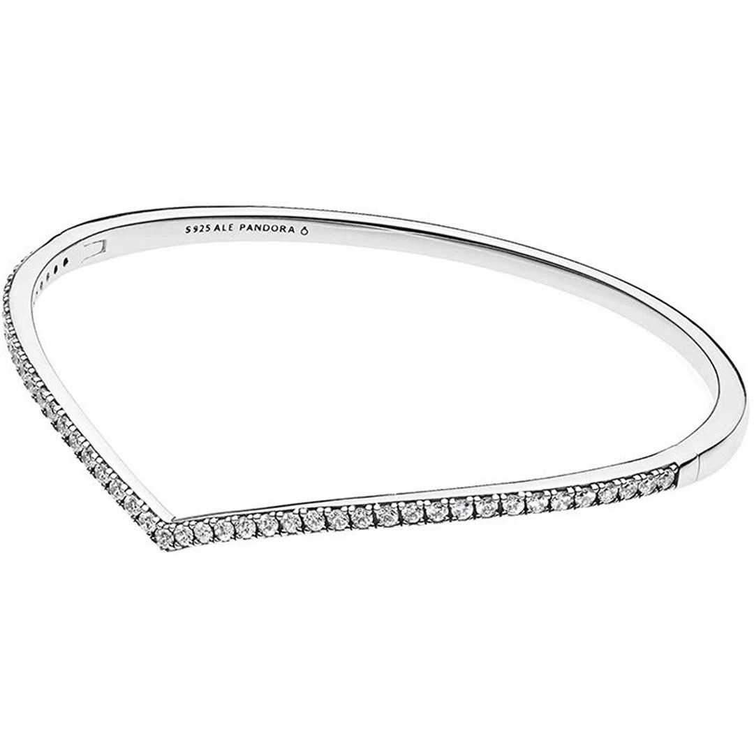 Pandora Sparkling Wishbone Bangle, Women's Fashion, Jewelry ...