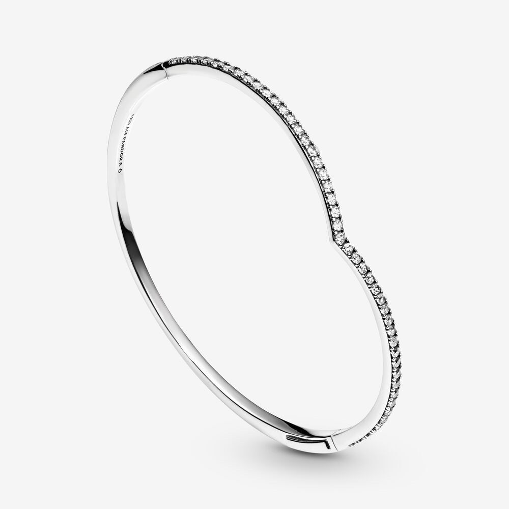 Pandora Sparkling Wishbone Bangle, Women's Fashion, Jewelry ...