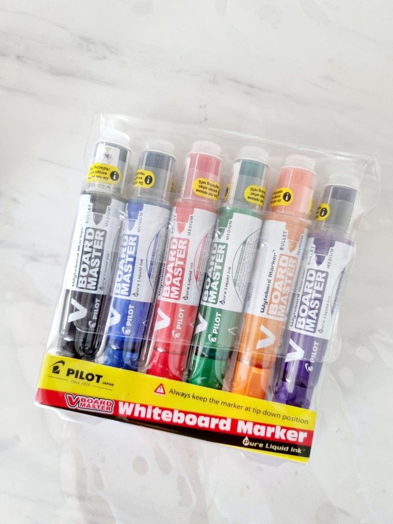 PILOT V Board Master Whiteboard Marker (Medium) Refillable (Set of 6 ...